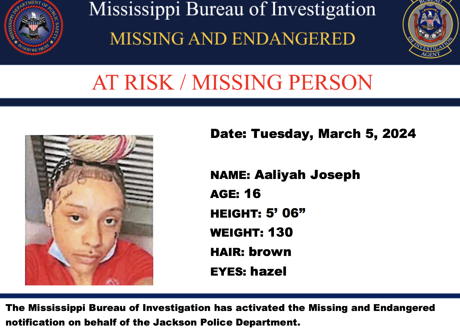 Missing and Endangered Jackson PD - MageeNews.com