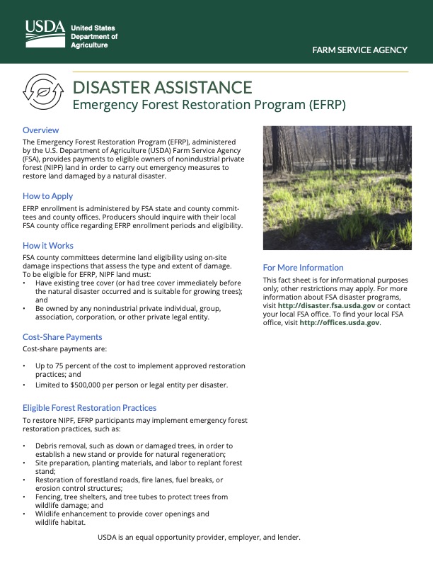 U.S. Department of Agriculture on Monday approved Emergency Forest ...