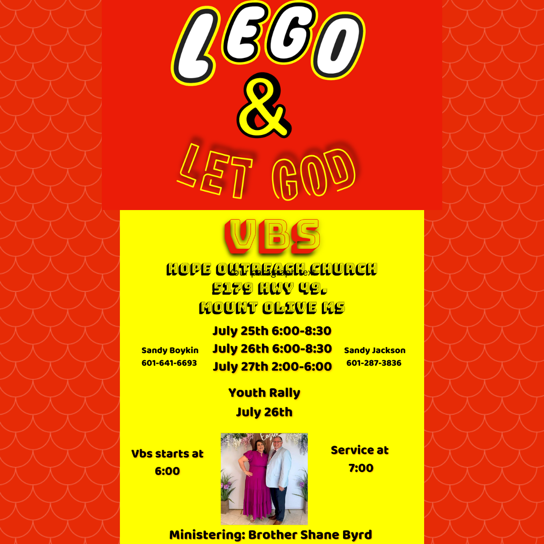 LEGO & Let God VBS Hope Outreach Church July 25-27th - MageeNews.com