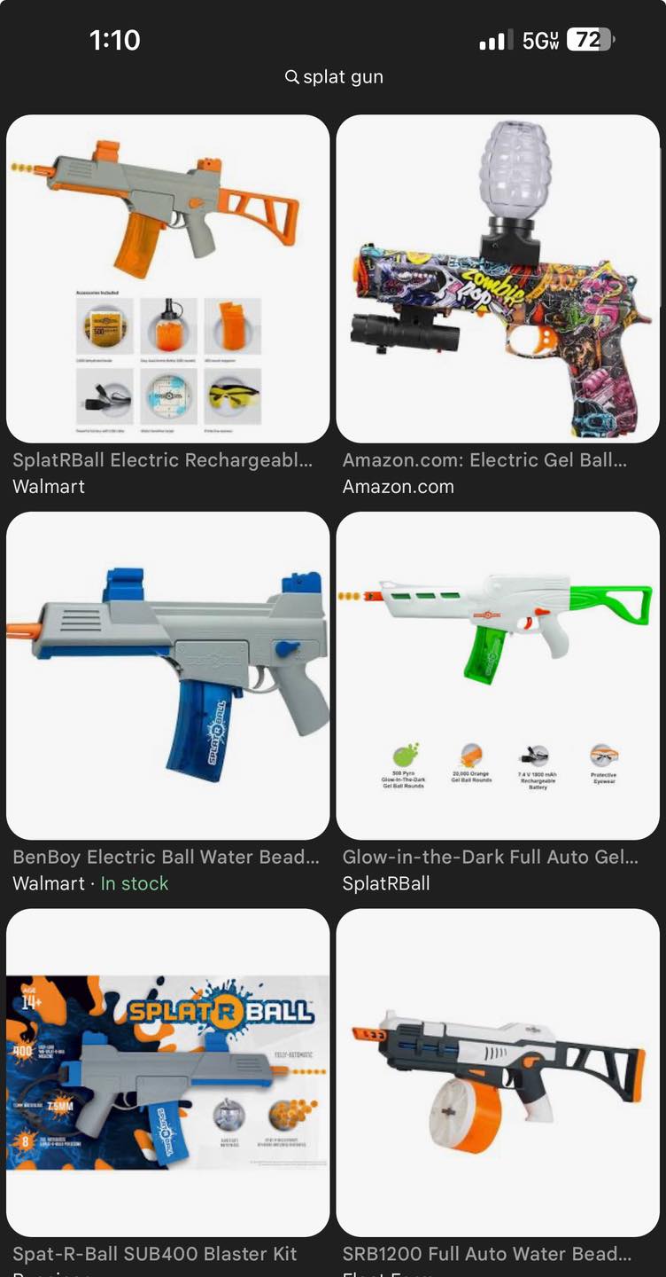 Complaints of juveniles using splat guns to shoot at citizens ...